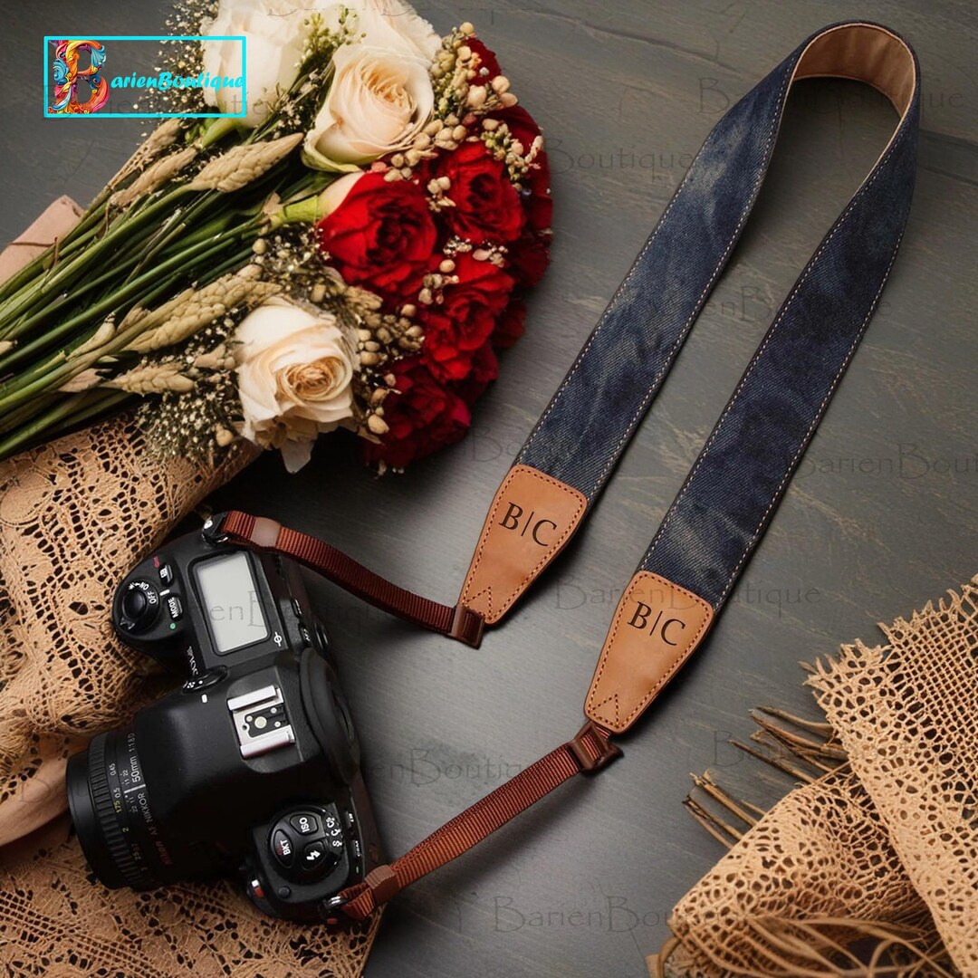Personalized Engraved Text Denim Camera Shoulder Strap, for SLR Camera ...