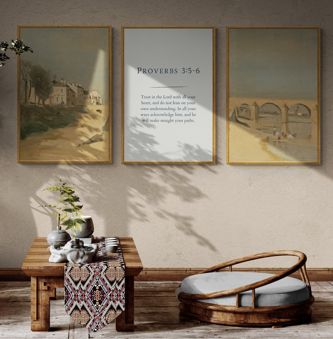 Christian Gallery Set of Three Proverbs 3:5-6 Bible Scripture Modern ...