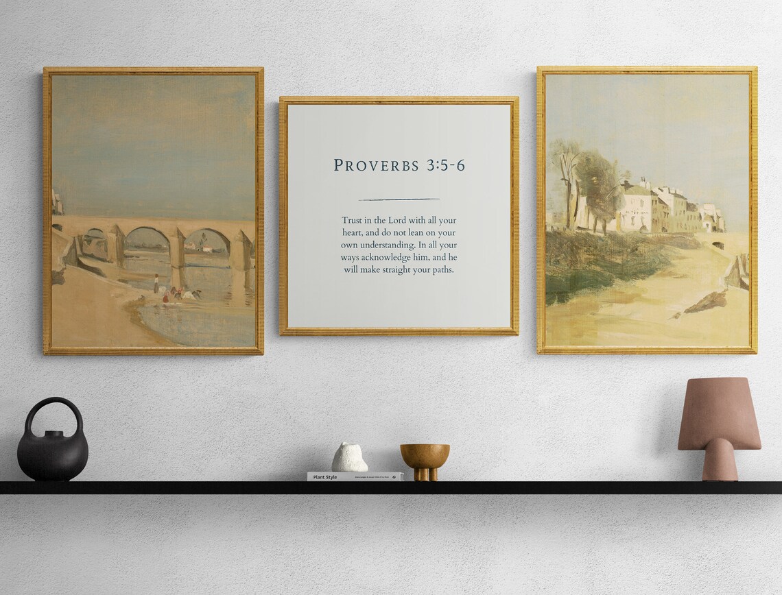 Christian Gallery Set of Three Proverbs 3:5-6 Bible Scripture Modern ...