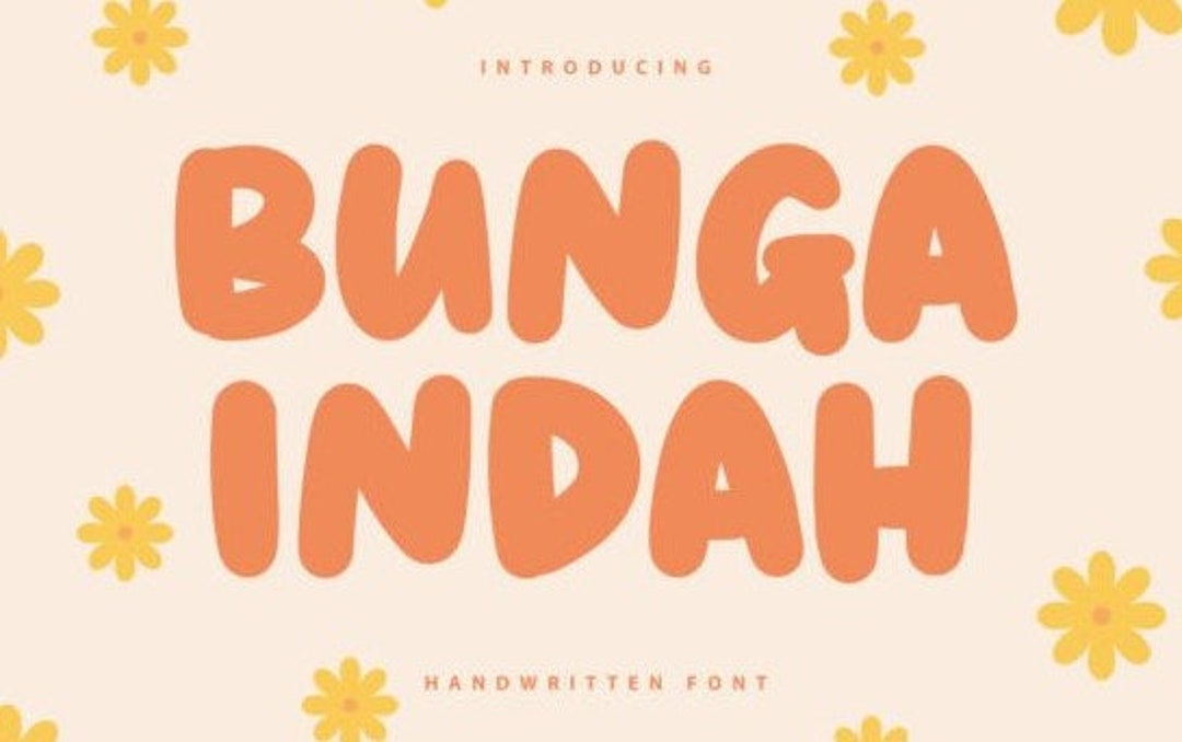 Bunga Indah Font, Cute Font, Vintage Font, Retro Font, Calligraphy Font, Script Font, Classic ...