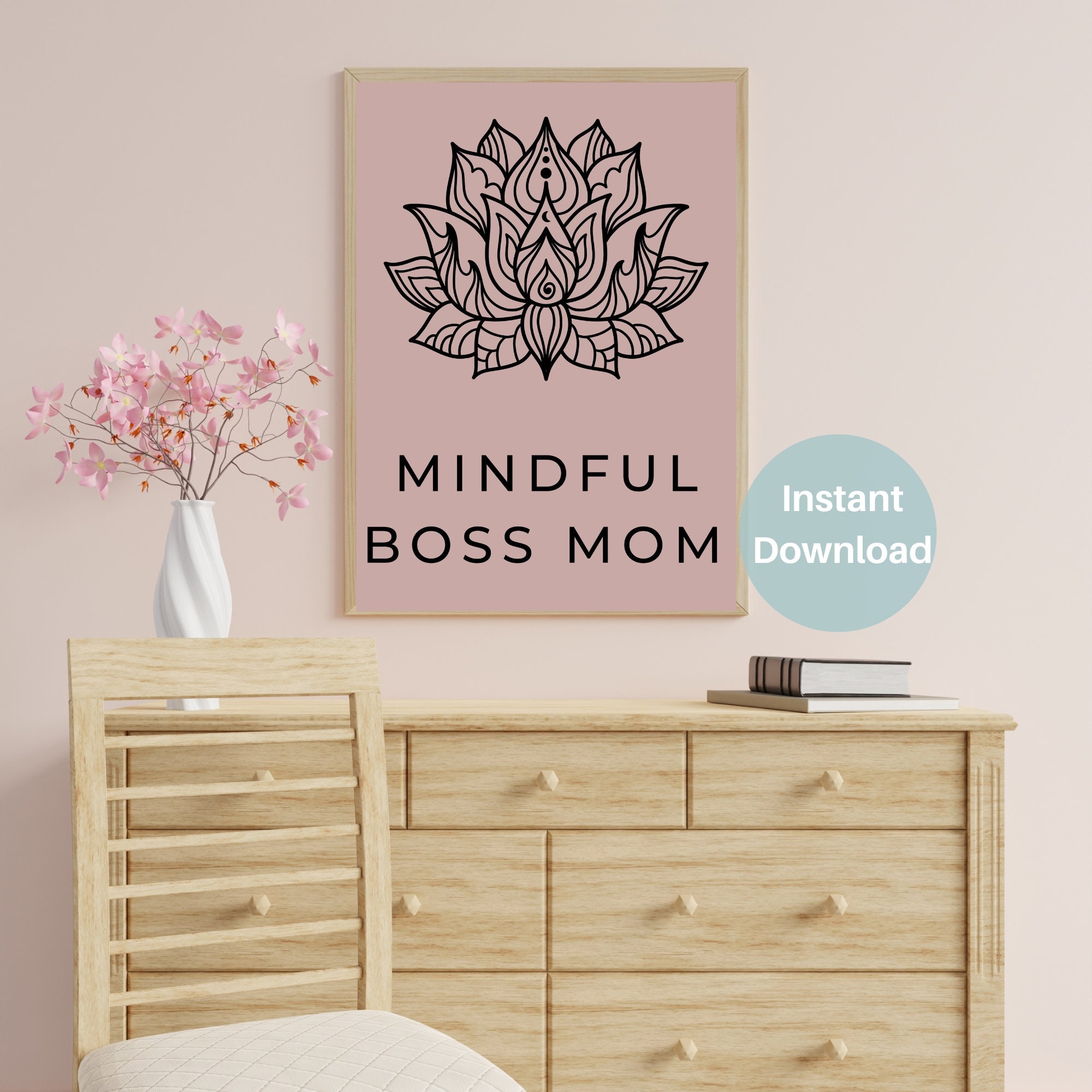 Printable Red and Black Lotus Flower Mandala Wall Art Mindful Boss Mom ...