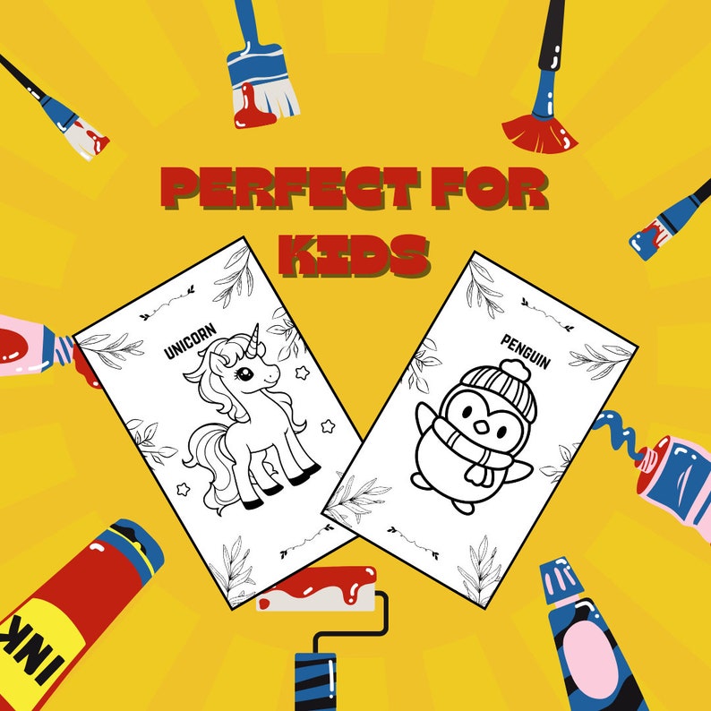 Printable Cute Animals Coloring Book for Kids, 25 Pages, INSTANT ...