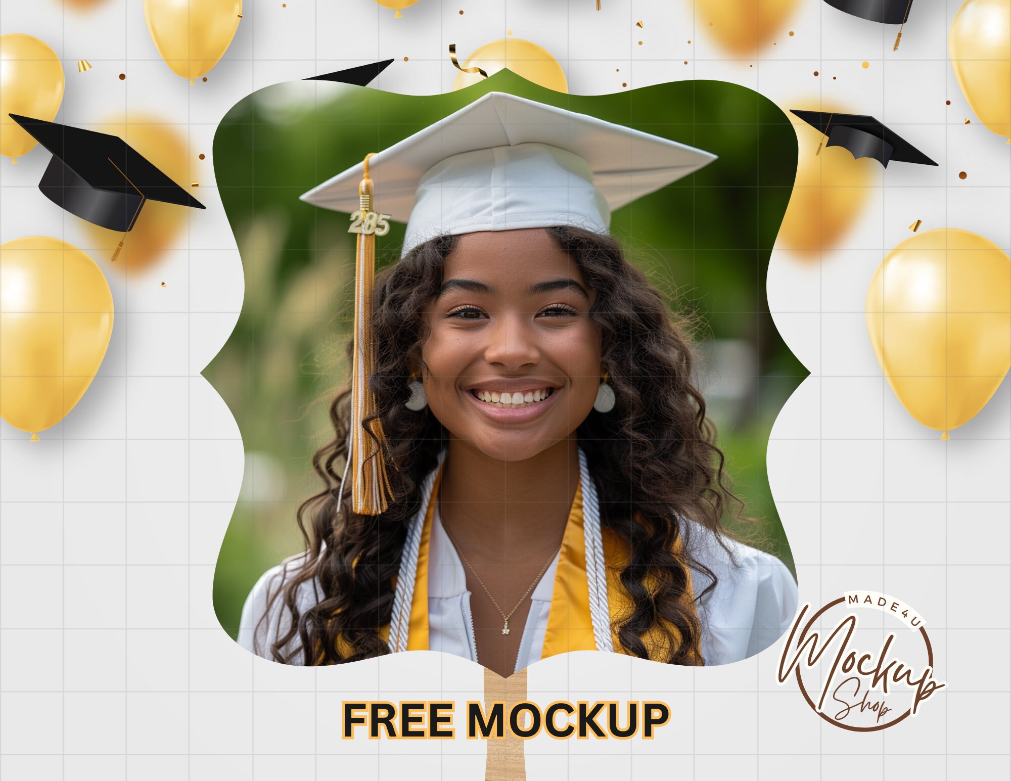 Senior Mockup Female Grad Model Mockup African American Model PNG File ...
