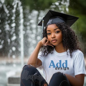 Grad T-shirt Mockup, Female Grad Model, Senior Mockup, African American ...