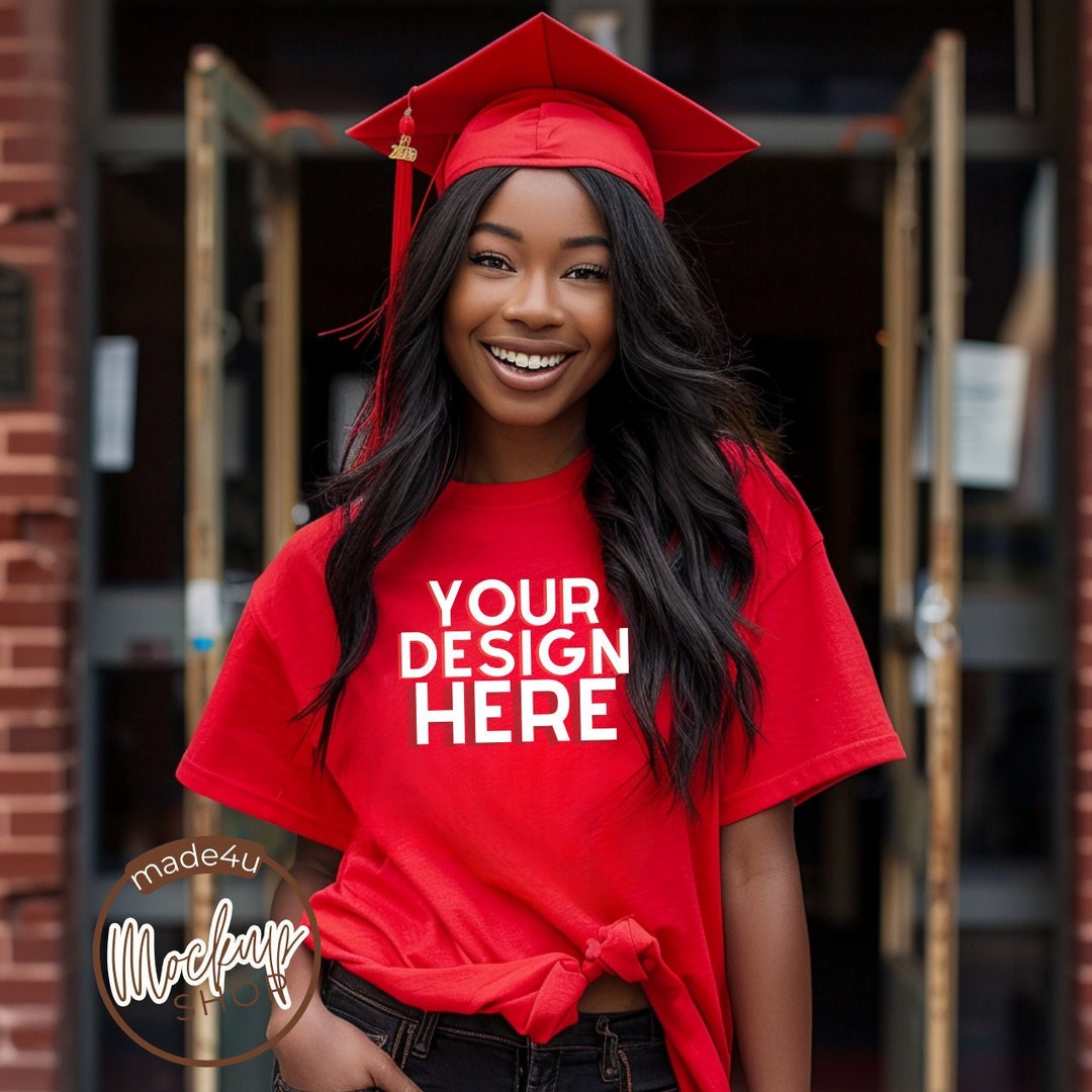 Grad Shirt Mockup Senior Mockup Female Grad Model Mockup African ...