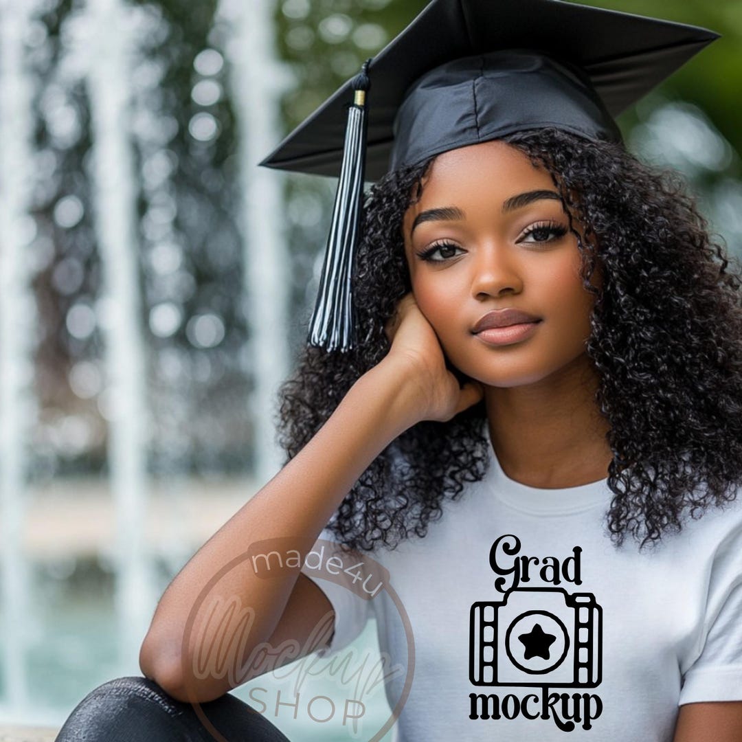 Grad T-shirt Mockup, Female Grad Model, Senior Mockup, African American ...
