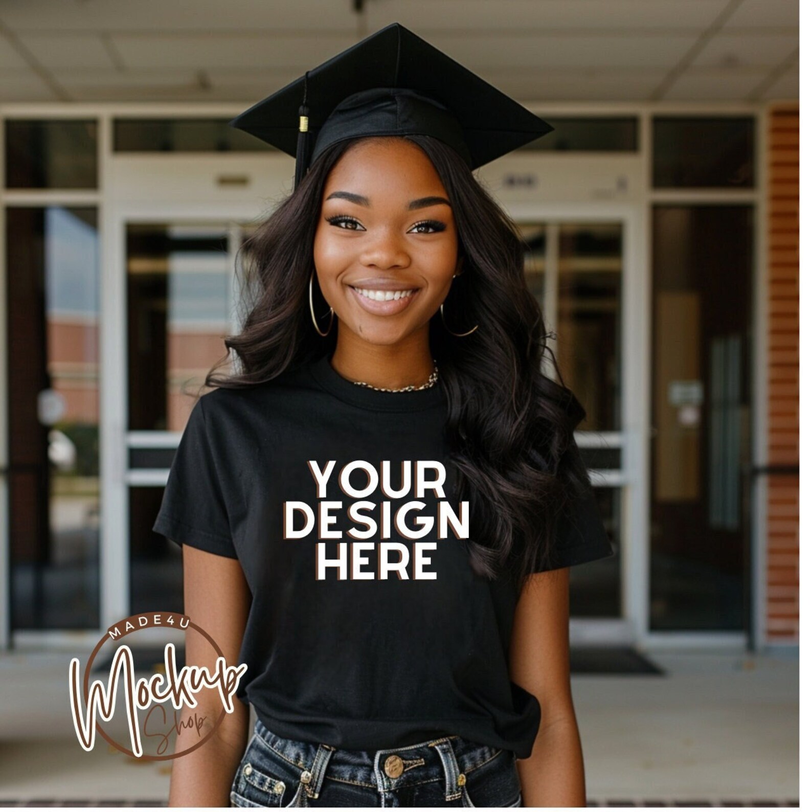 Grad Shirt Mockup Senior Mockup Female Grad Model Mockup African ...