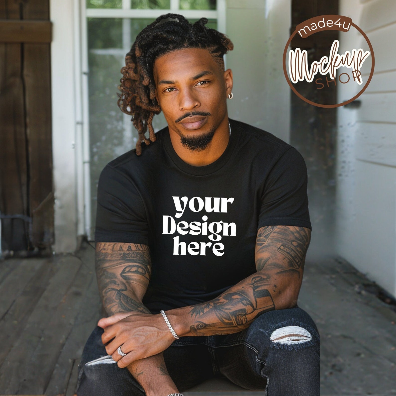 Afro American Man, T-shirt Template, Black Tee, African American Model ...