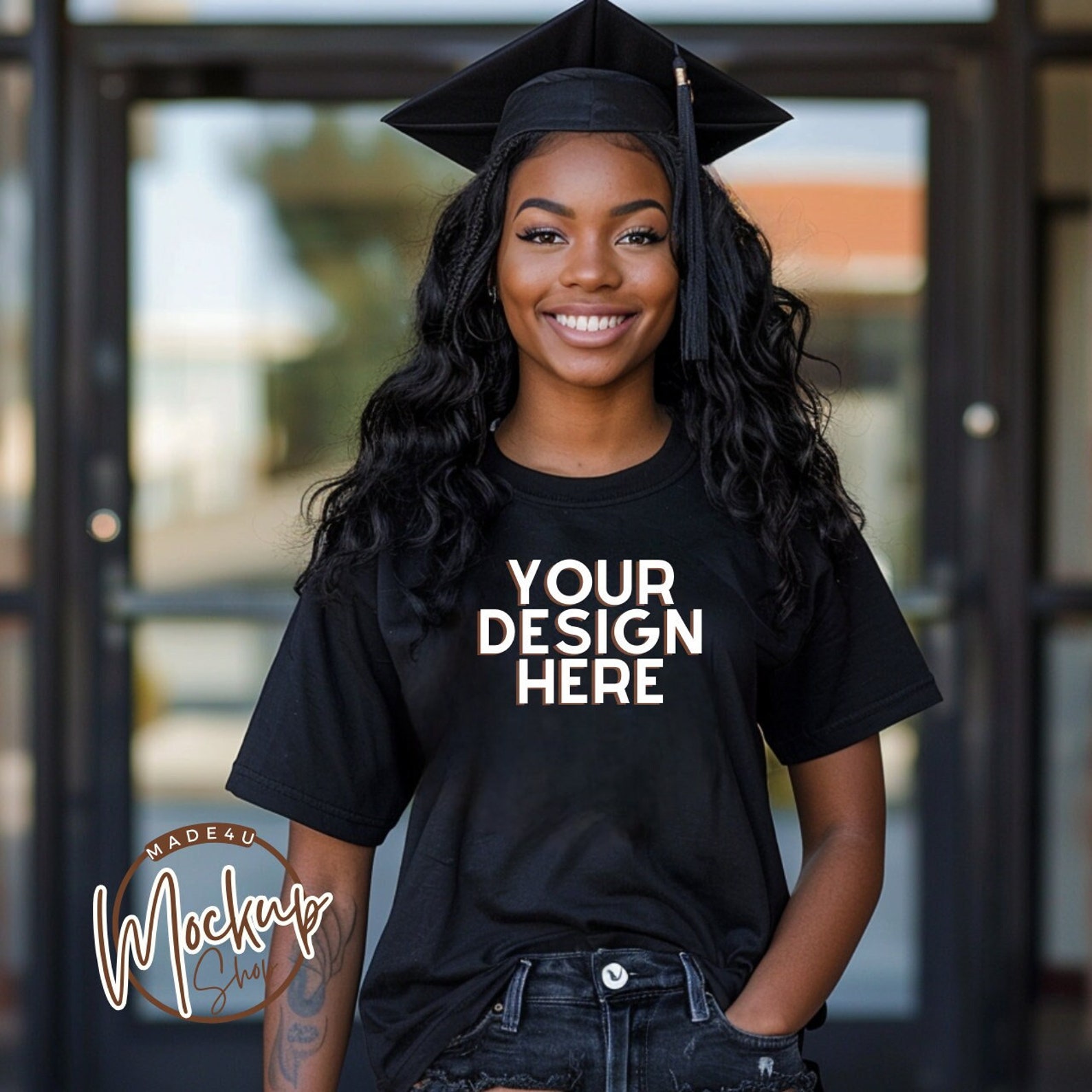 Grad Shirt Mockup Senior Mockup Female Grad Model Mockup African ...
