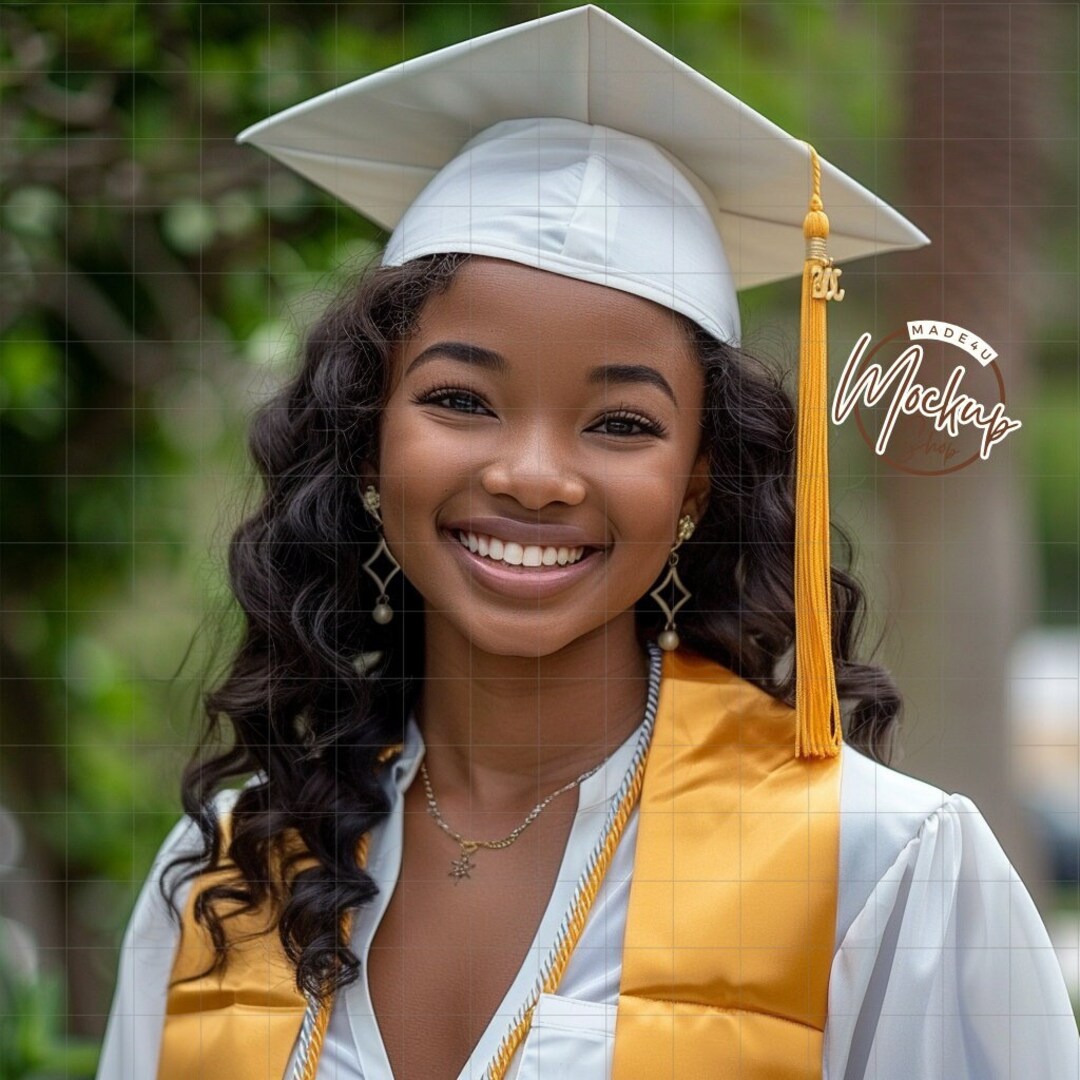 Senior Mockup Female Grad Model Mockup African American Model PNG File ...