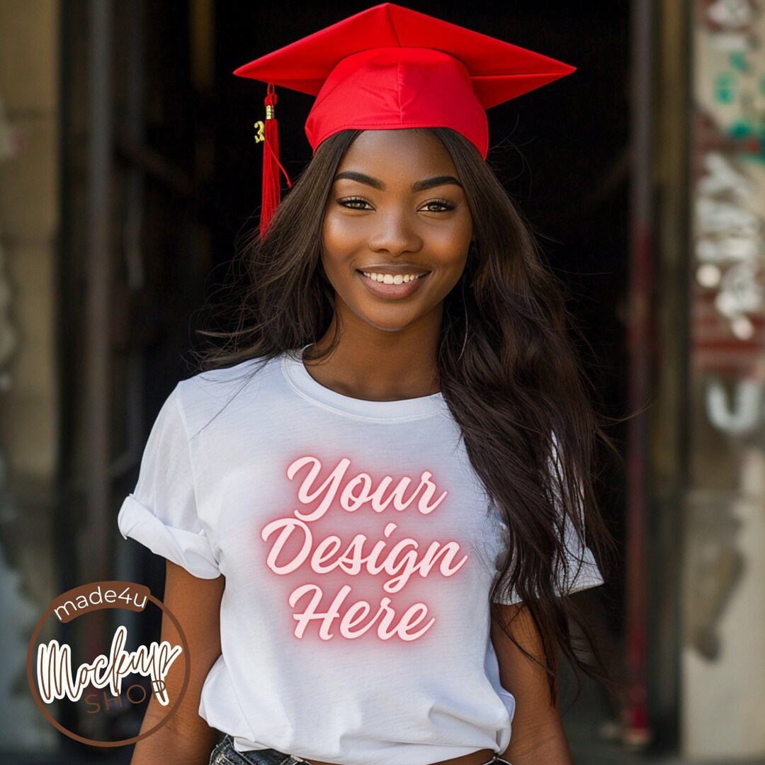 Grad Shirt Mockup Senior Mockup Female Grad Model Mockup African ...