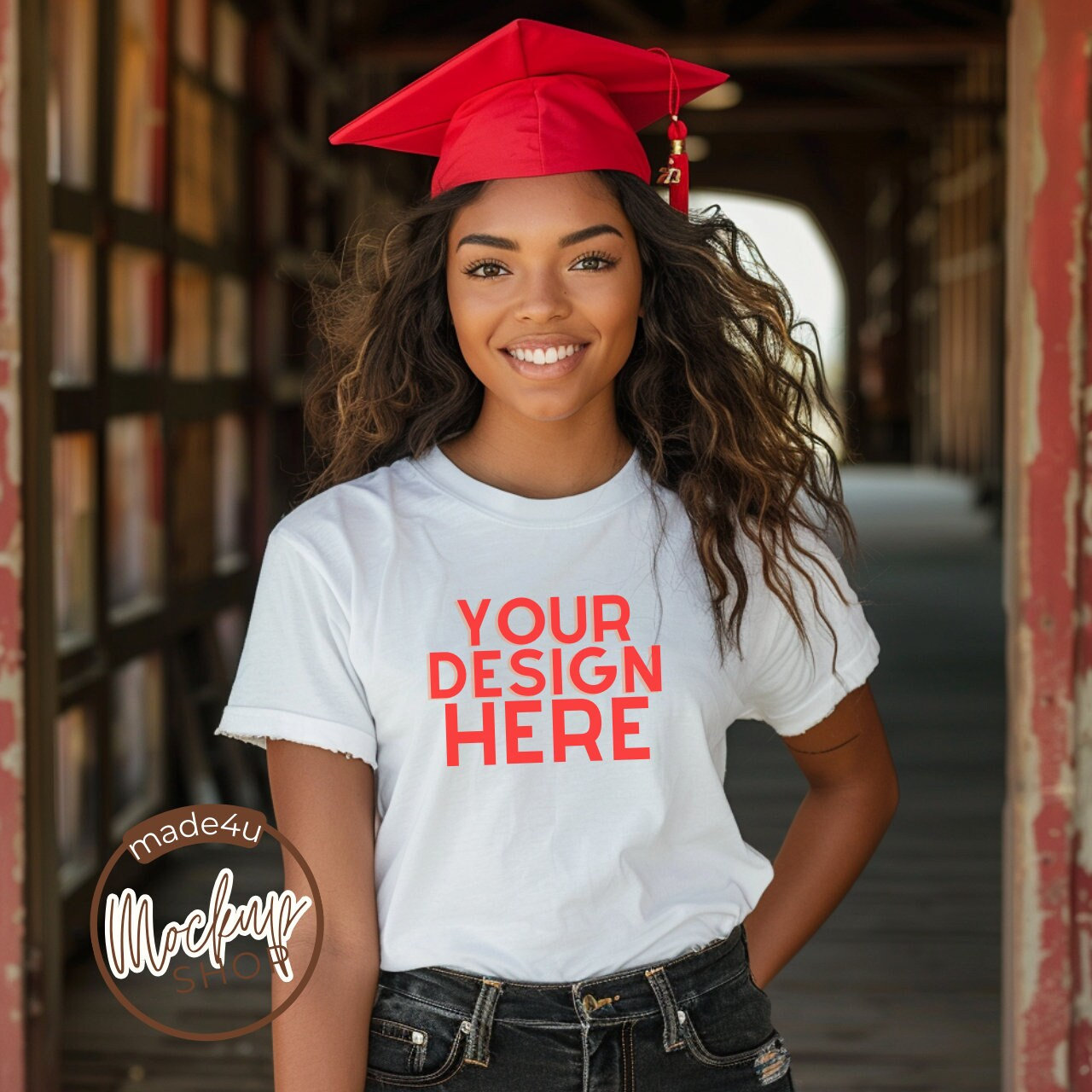 Grad Shirt Mockup, Senior Mockup, Female Grad Model, African American ...