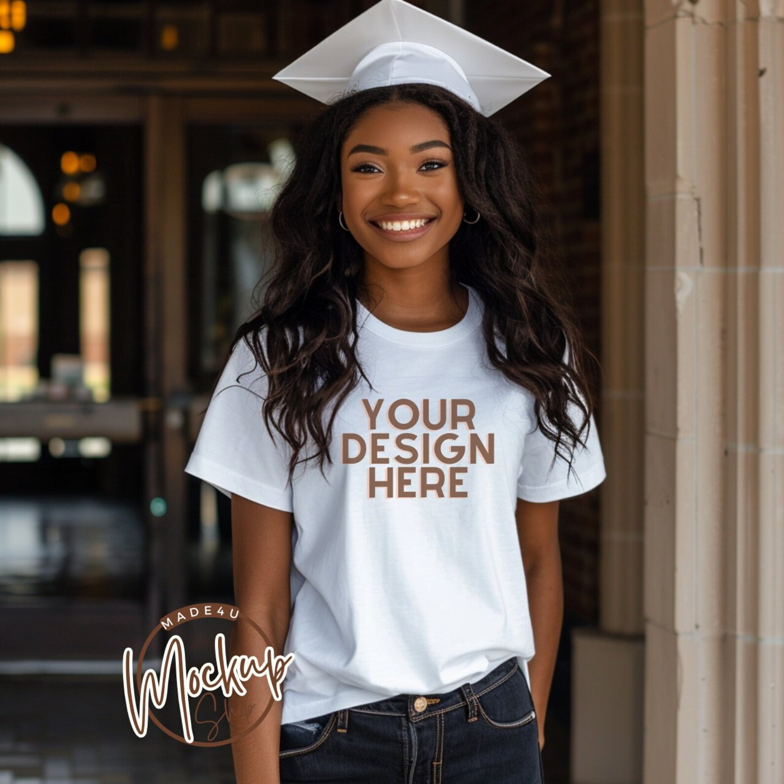 Grad Shirt Mockup Senior Mockup Female Grad Model Mockup African ...
