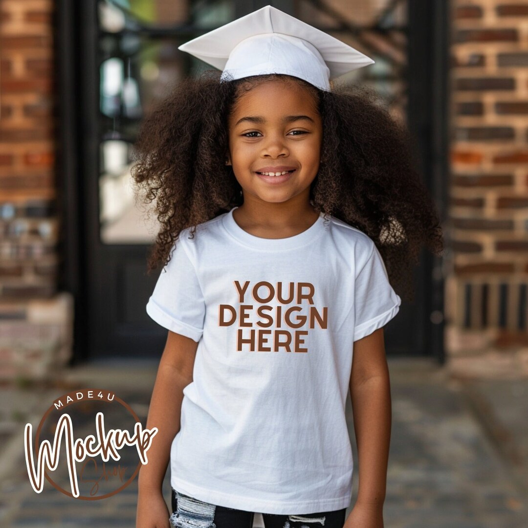 Kindergarten Graduation Girl Mockup, Little Graduate Model, African ...