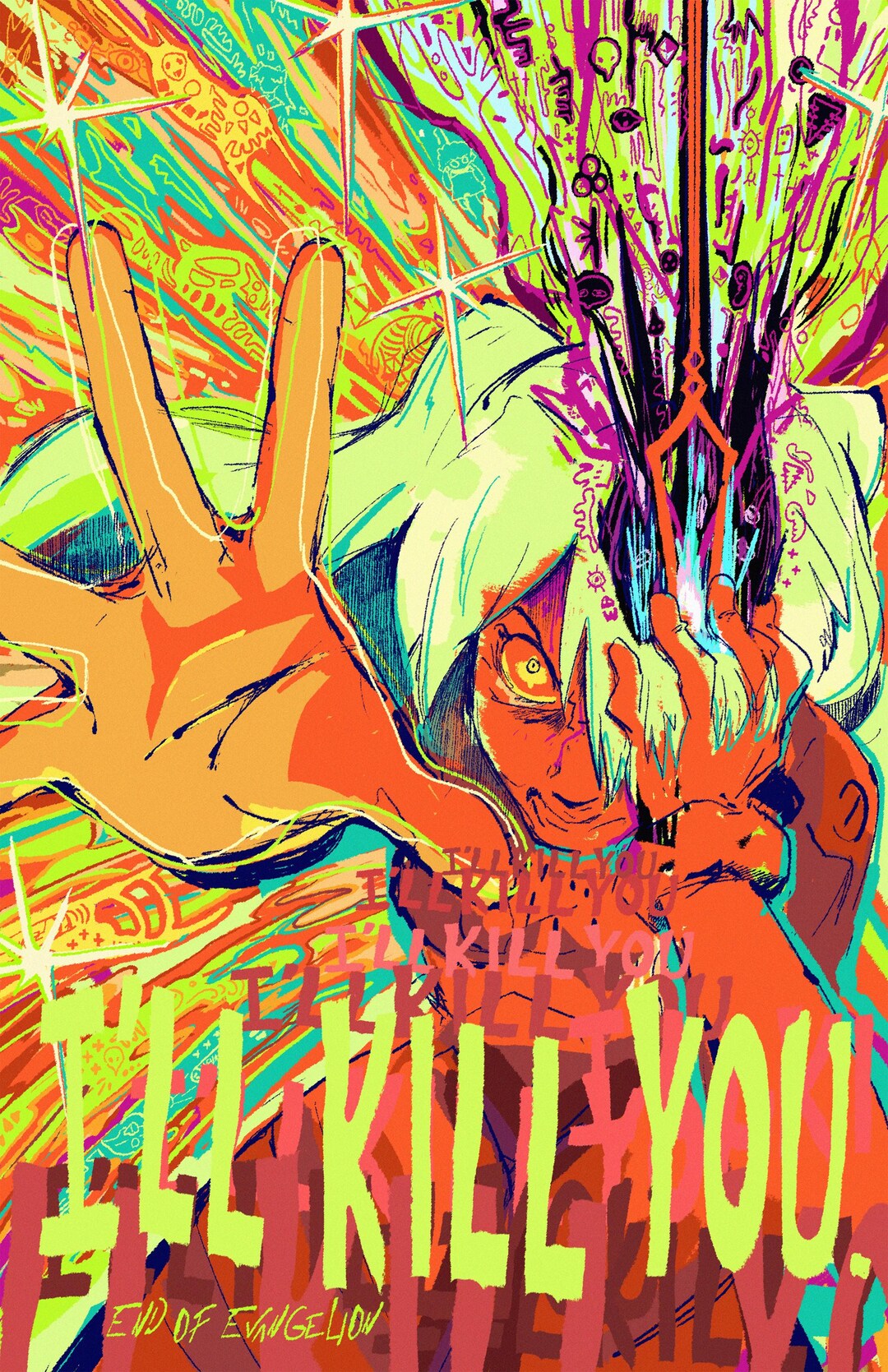 Anime Psychedelic Migraine Art Print (11x17) - Etsy