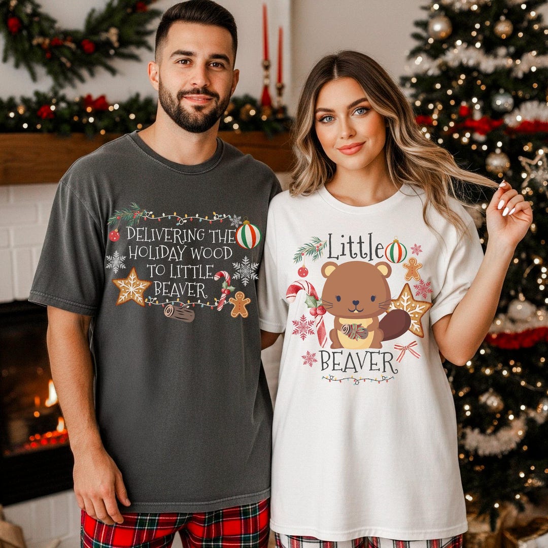 Beaver Inappropriate Couple Matching Shirts, Gingerbread Holiday ...
