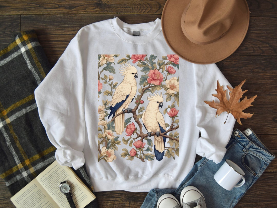 Retro Birds Pattern Birding Cottagecore Aesthetics Sweatshirt ...