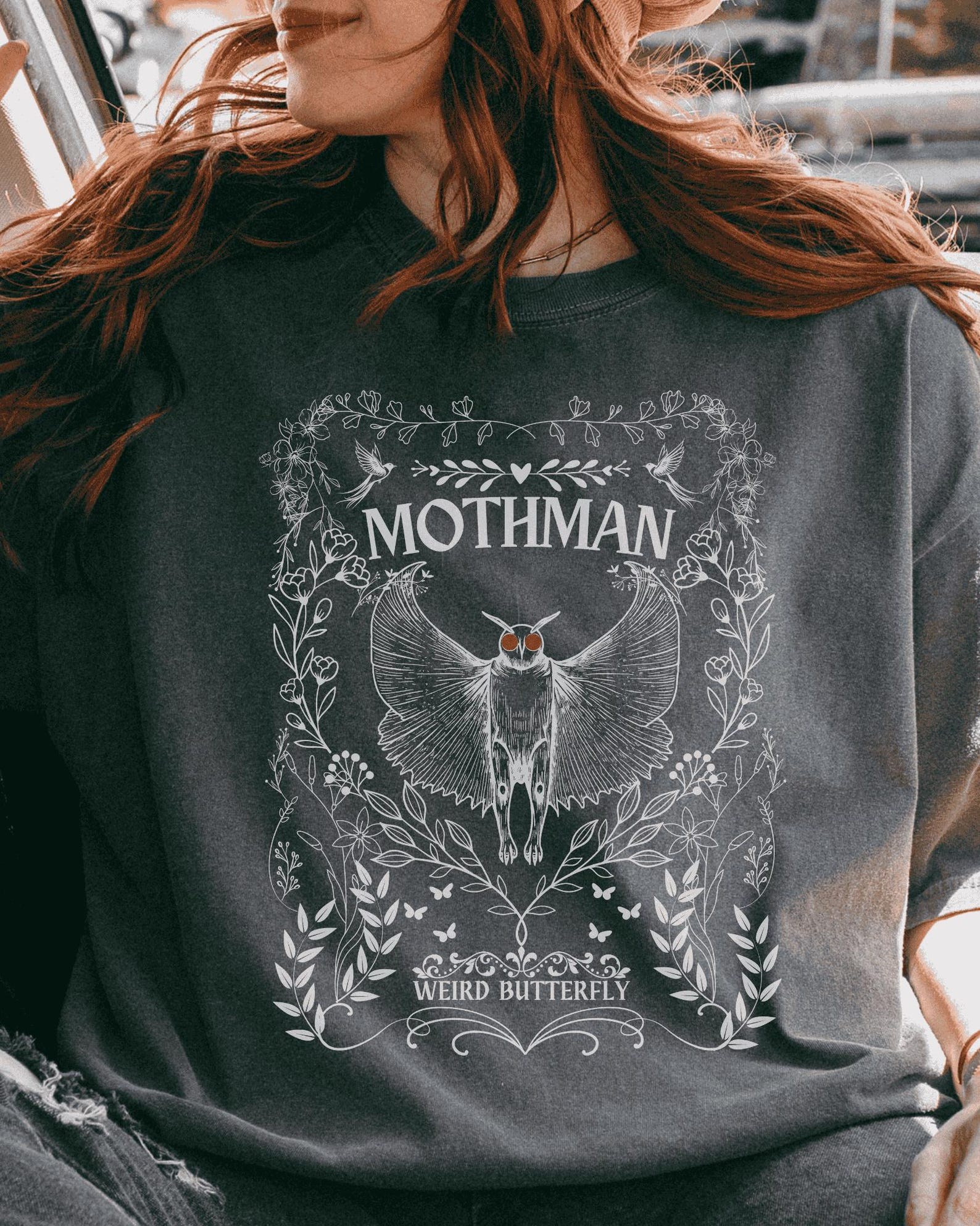 Comfort Colors Mothman Cryptid Cryptozoologist Red Eyed Thing Sweater ...
