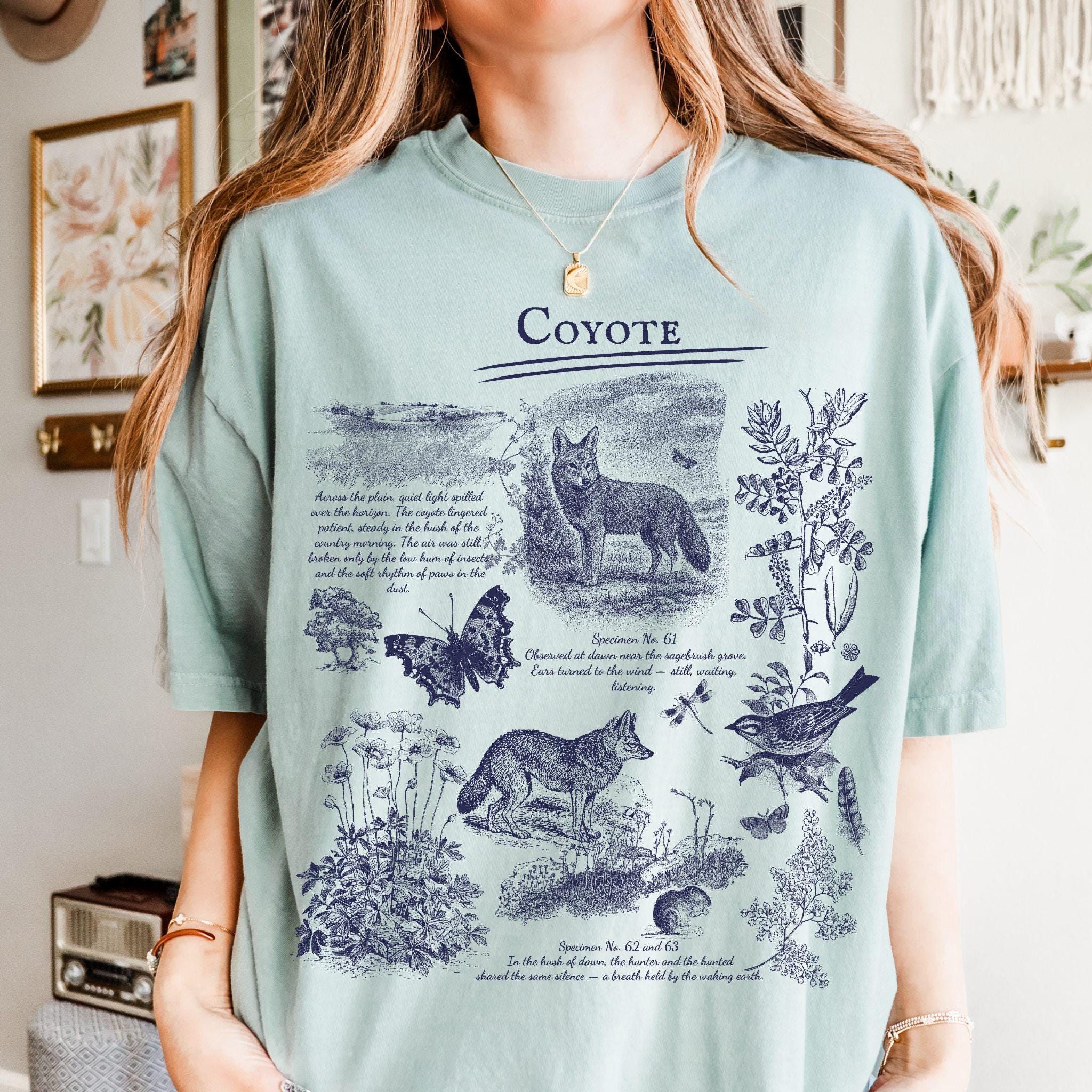 Retro Coyote Comfort Colors Shirt, Goblincore Shirt, Floral Desert ...