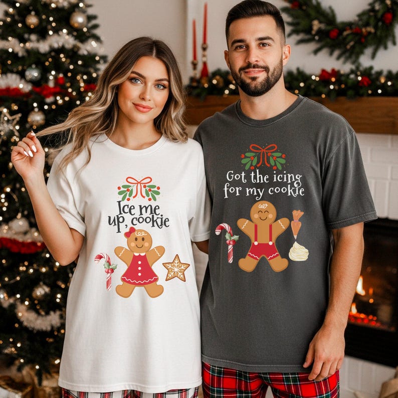 Funny Inappropriate Couple Matching Shirts, Gingerbread Holiday Comfort ...