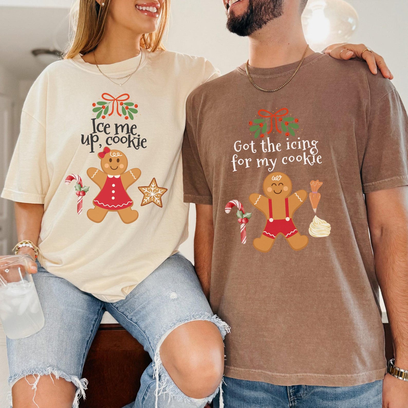 Funny Inappropriate Couple Matching Shirts, Gingerbread Holiday Comfort ...
