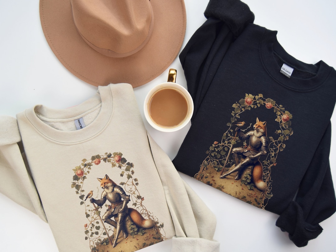 Cozy Cute Knightcore Fox Aesthetics Sweatshirt Medieval Aesthetics ...