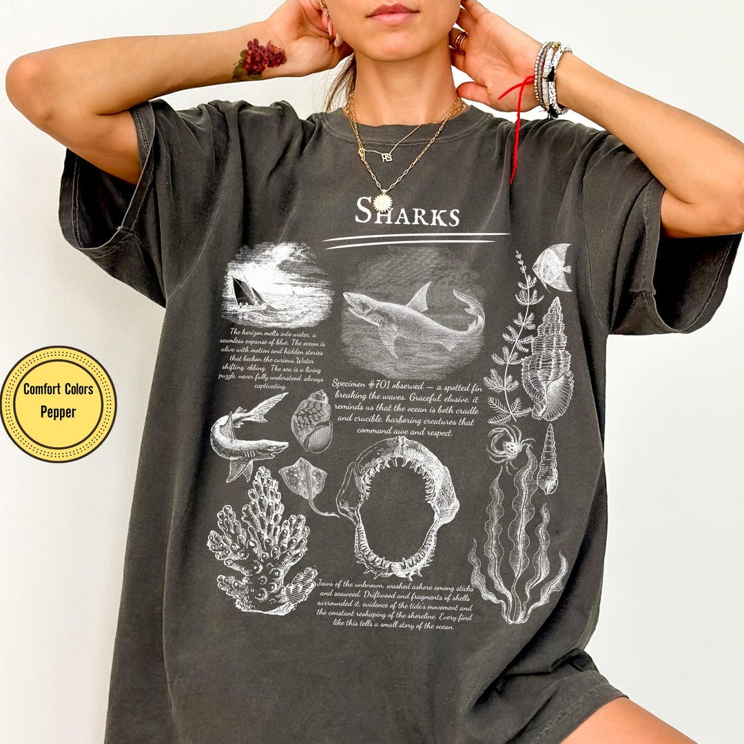 Great White Shark Comfort Colors Shirt, Nature Academia Kid Marine ...