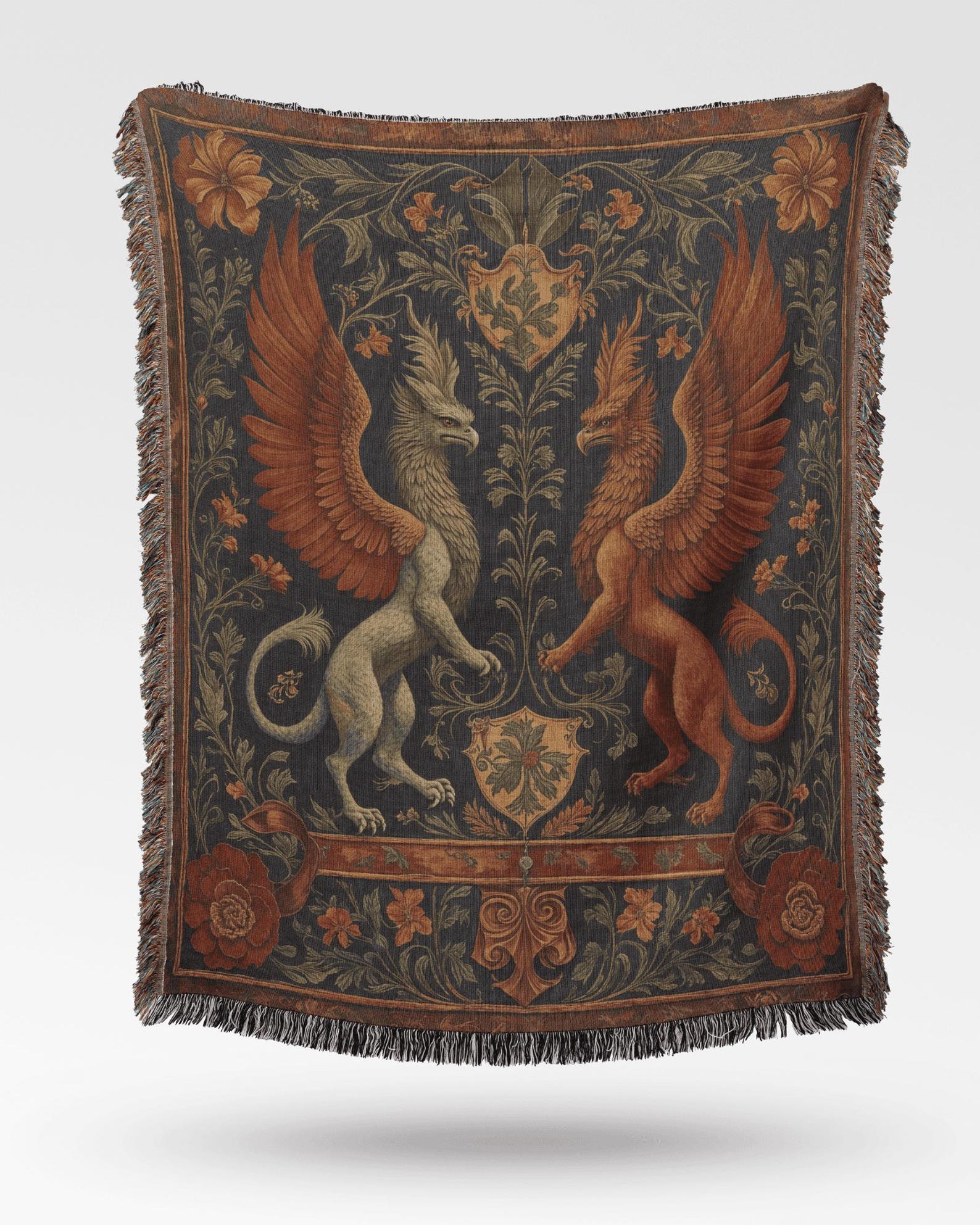 Medieval Knightcore Gryphon Woven Blanket, Folklore Fantasy Lover Gift ...