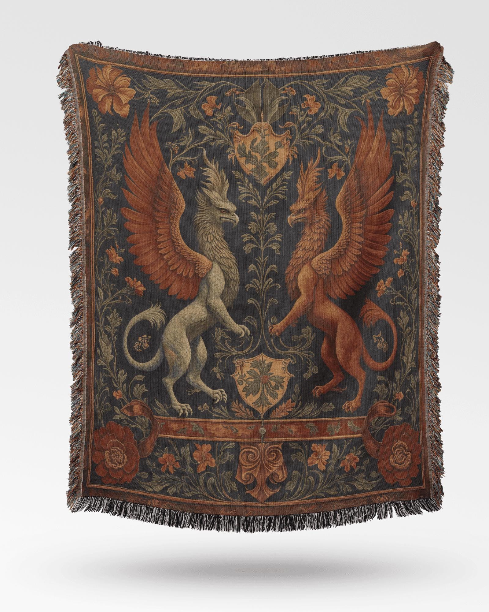 Medieval Knightcore Gryphon Woven Blanket, Folklore Fantasy Lover Gift ...