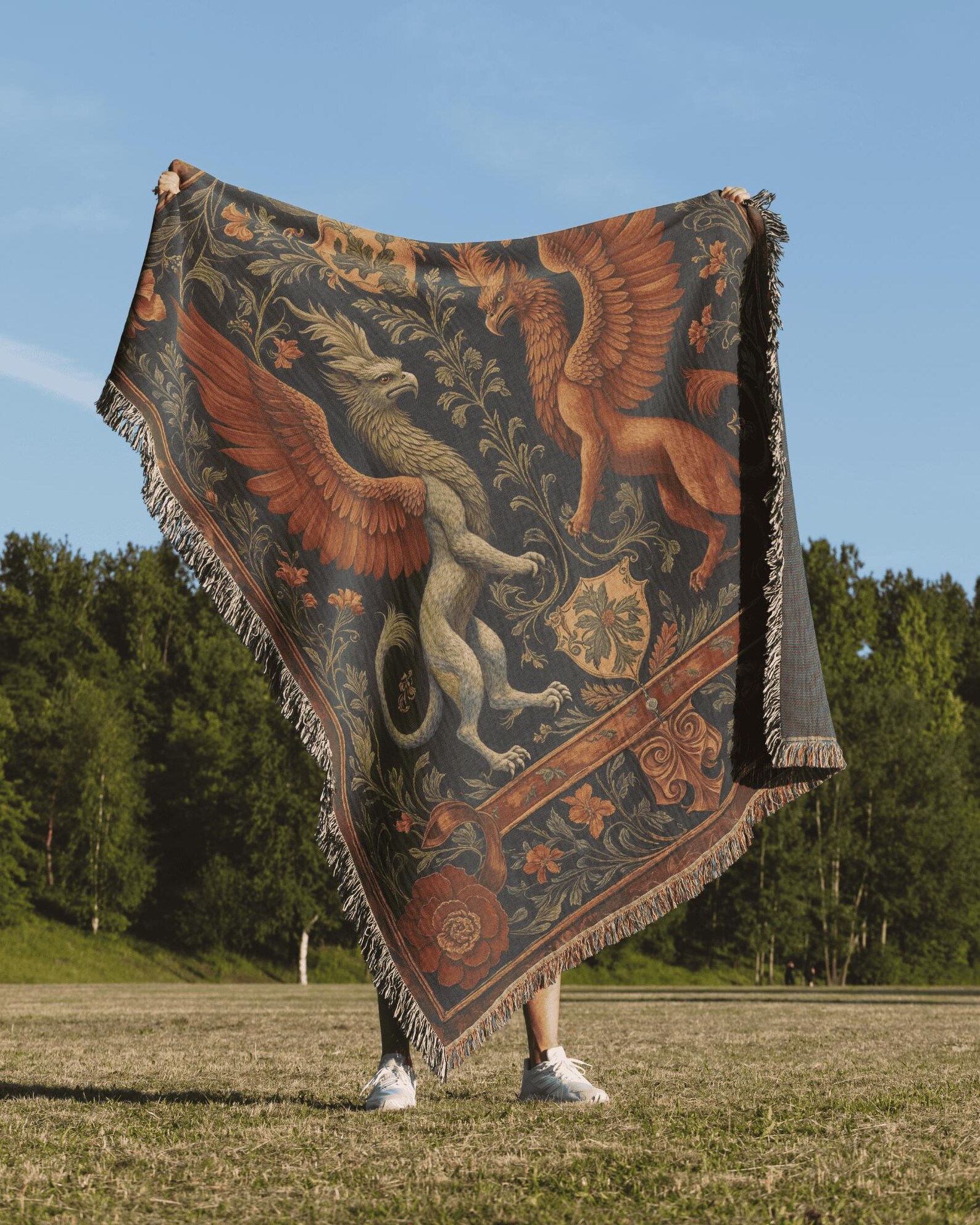Medieval Knightcore Gryphon Woven Blanket, Folklore Fantasy Lover Gift ...