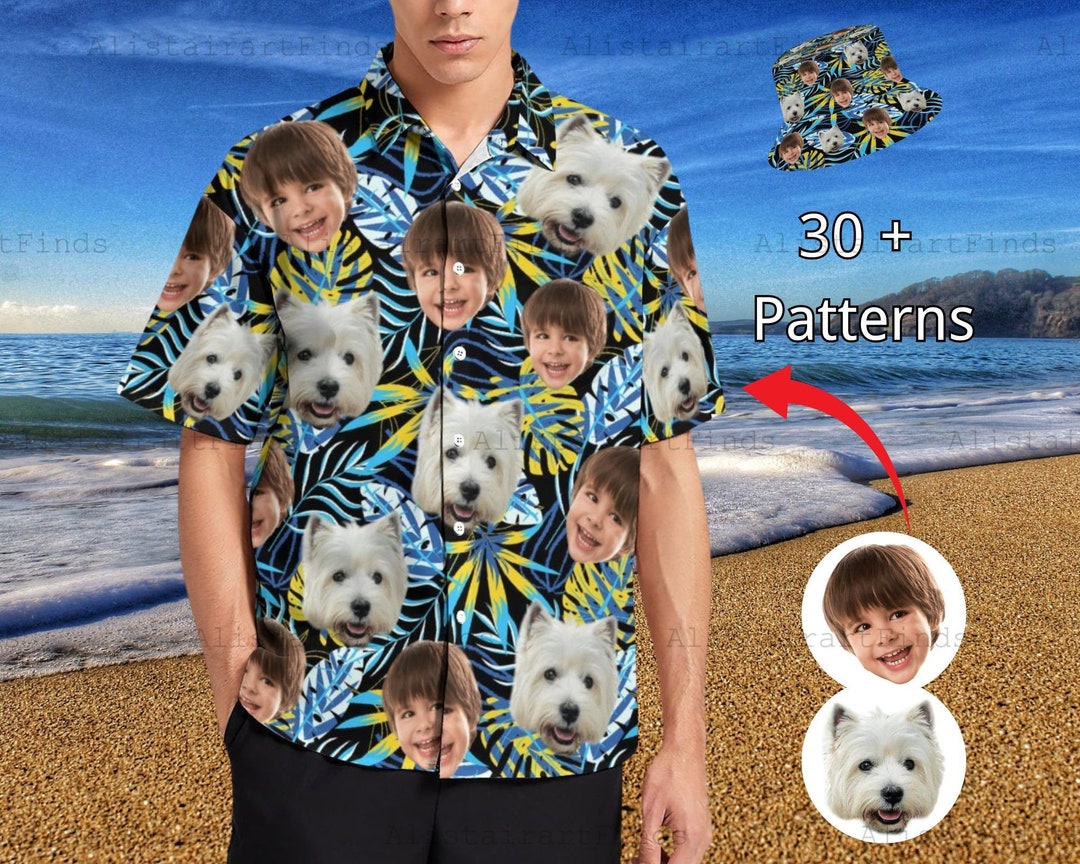 Custom Button Down Shirt Hawaiian Face Shirt Custom Bucket Hat Wedding ...