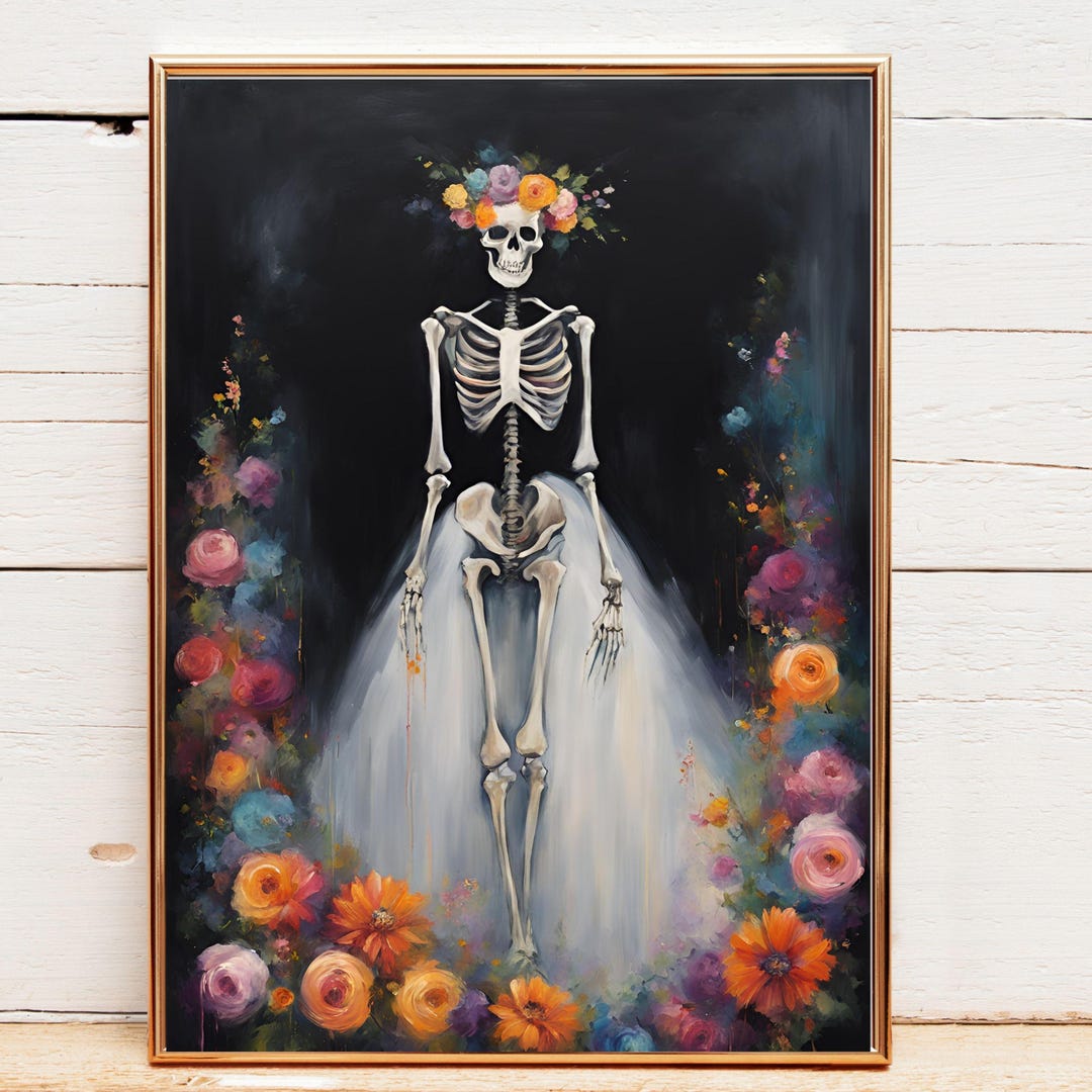 Skeleton in Wedding Dress, Halloween Wall Art, Skeletont Wall Art ...