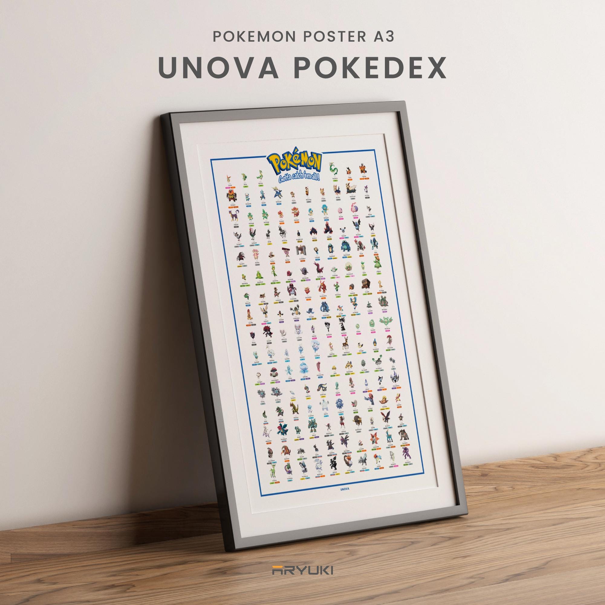 Pokémon Pokédex Unova Region PDF Poster A3 - Etsy