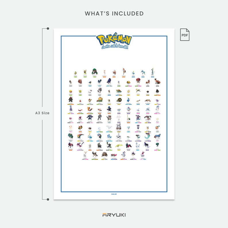 Pokémon Pokédex Galar Region PDF Poster A3 - Etsy
