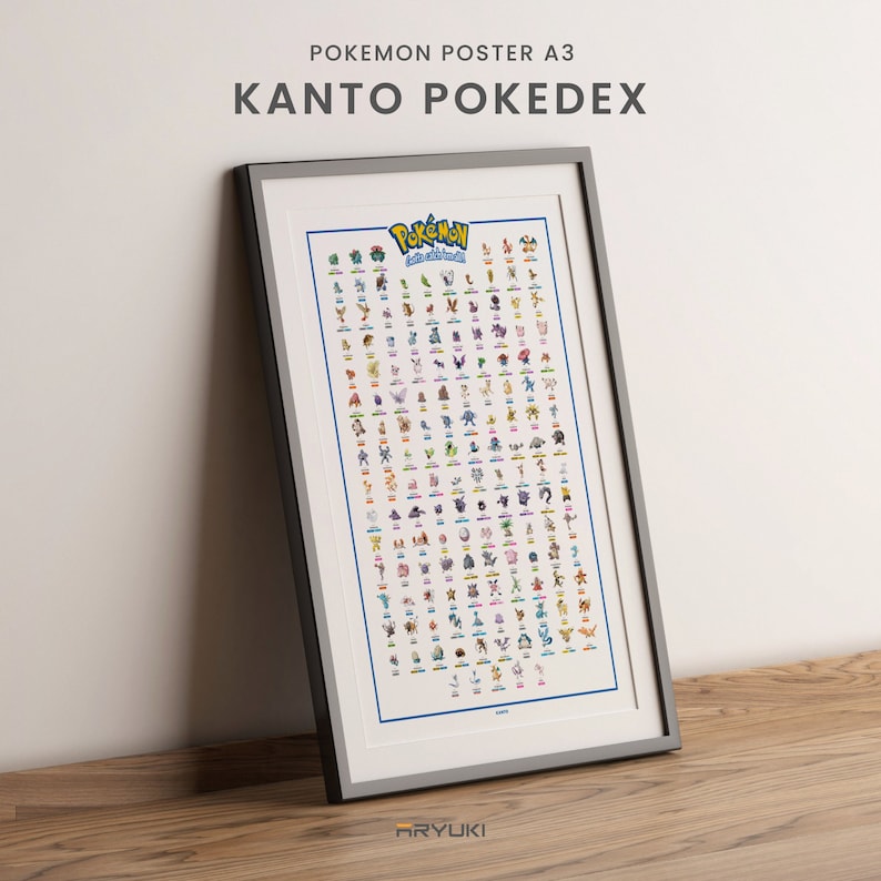 Pokémon Pokédex Kanto Region PDF Poster A3 - Etsy