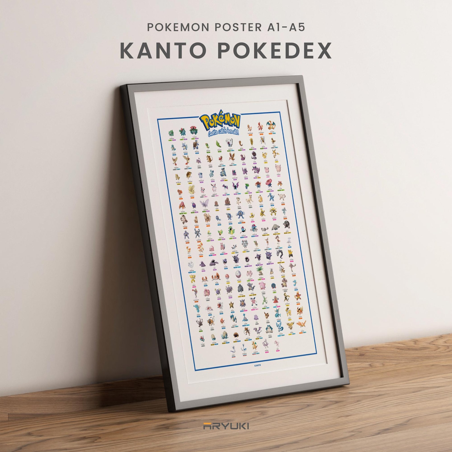 Pokémon Pokédex Kanto Region PDF Poster A1,A2,A3,A4 & A5 - Etsy