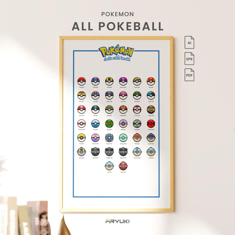 Pokemon All Pokeball Vector Art Collection in AI, EPS & PDF Format - Etsy