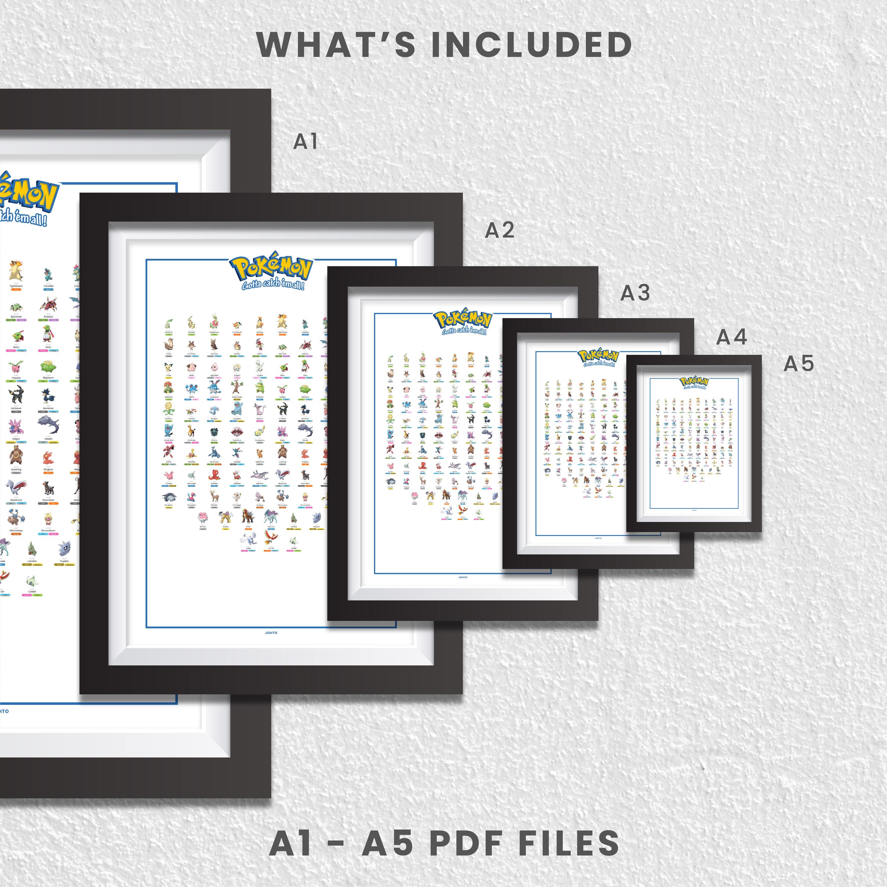 Pokémon Pokédex Johto Region PDF Poster A1,A2,A3,A4 & A5 - Etsy