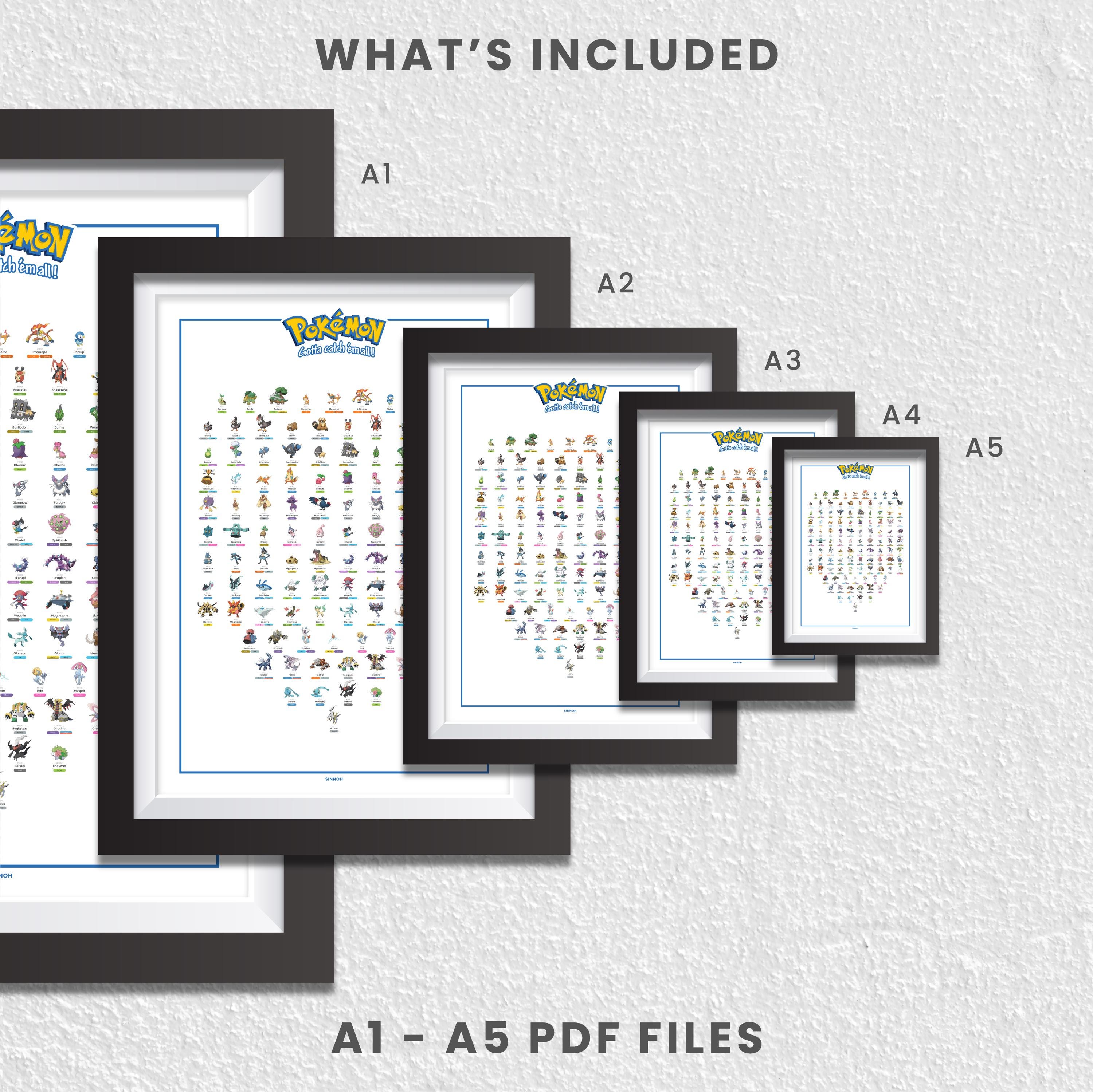 Pokémon Pokédex Sinnoh Region PDF Poster A1,A2,A3,A4 & A5 - Etsy
