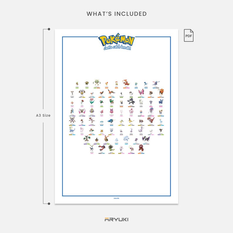 Pokémon Pokédex Kalos Region PDF Poster A3 - Etsy