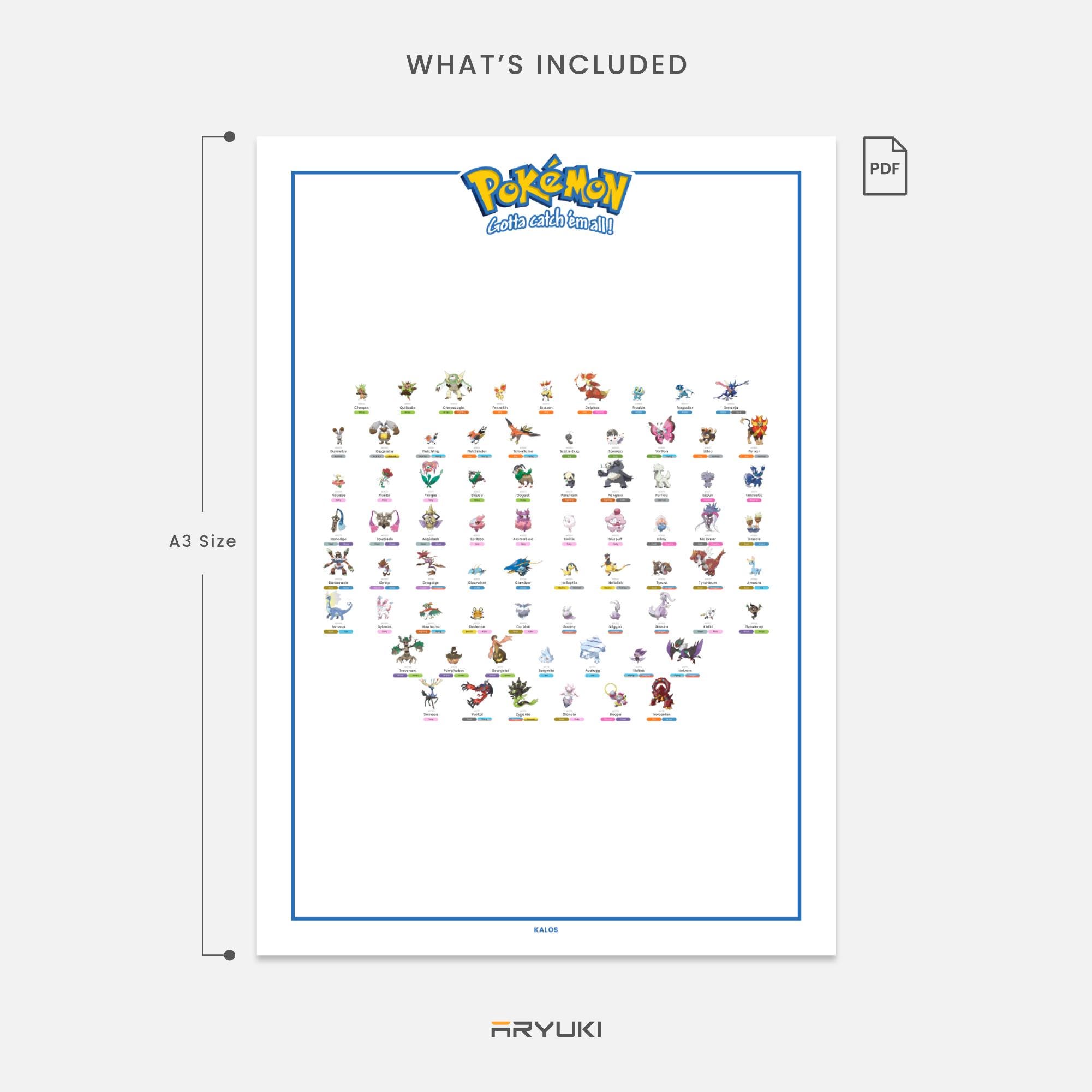 Pokémon Pokédex Kalos Region PDF Poster A3 - Etsy