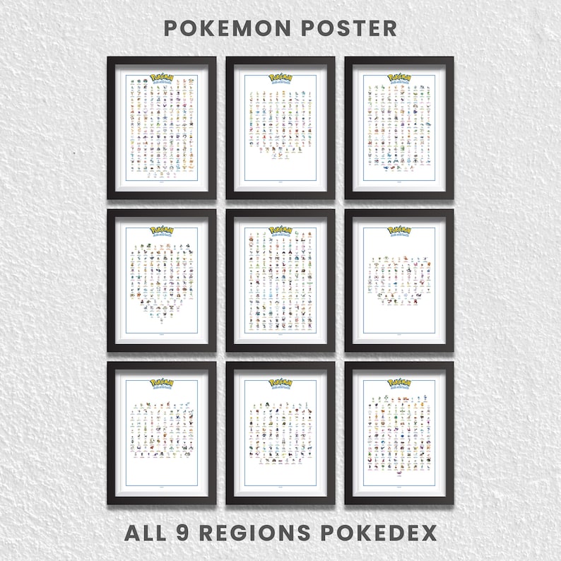 Pokémon Pokédex All 9 Regions PDF Poster - Etsy
