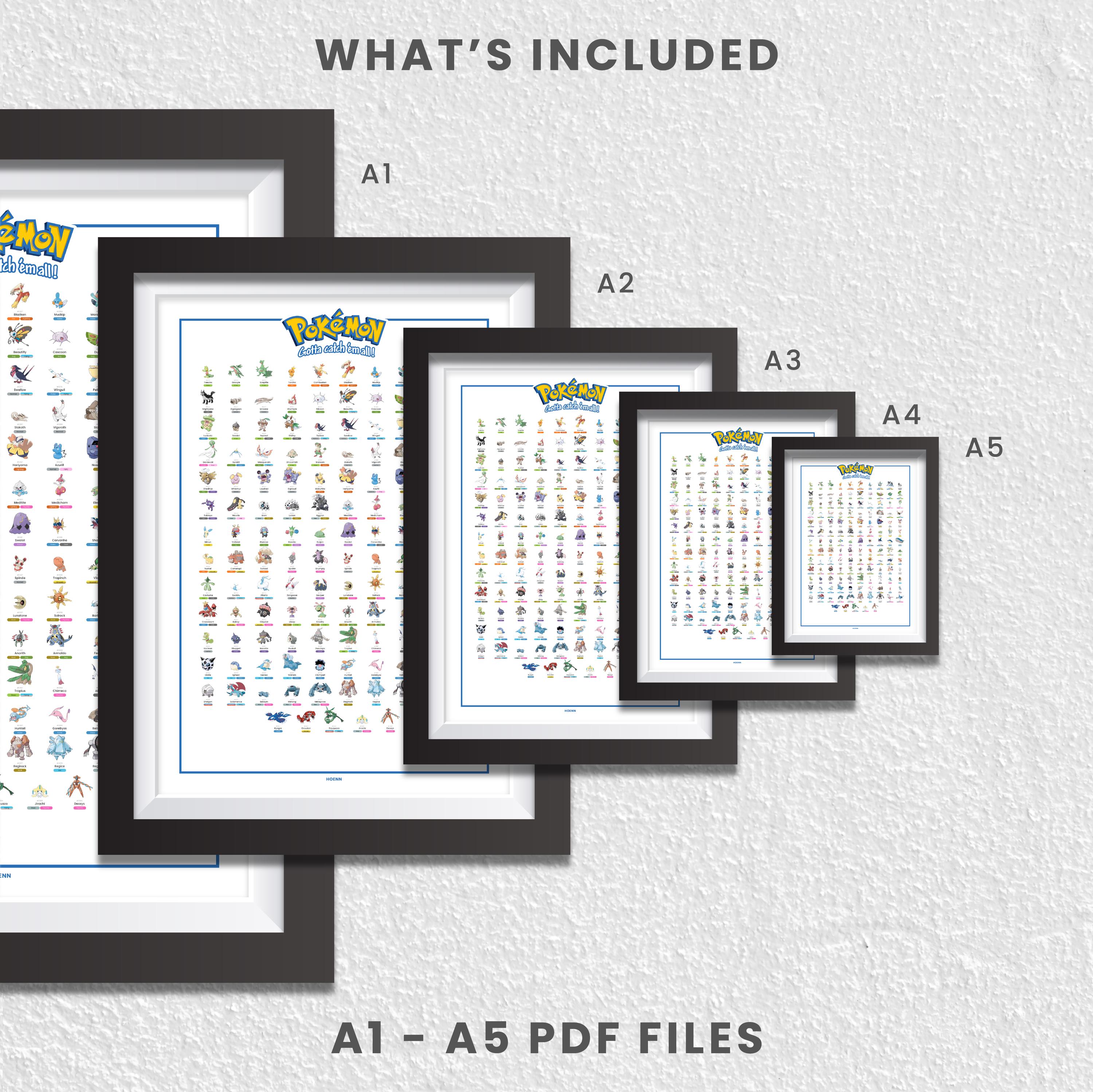 Pokémon Pokédex Hoenn Region PDF Poster A1,A2,A3,A4 & A5 - Etsy