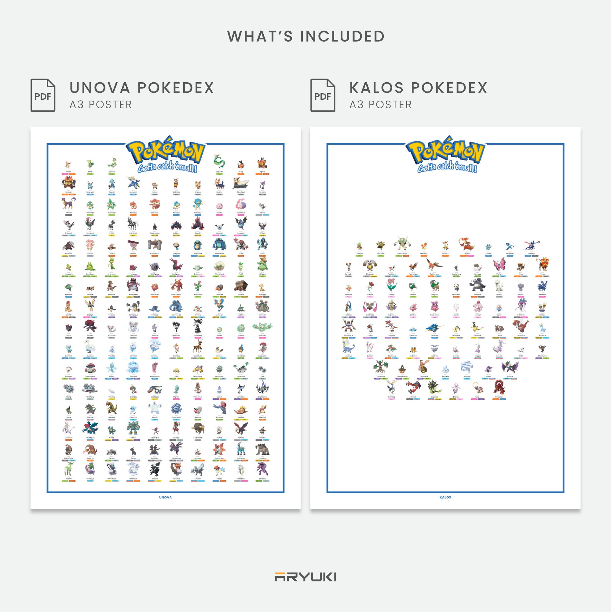 Pokemon Complete Pokedex All 9 Regions A3 PDF Poster - Etsy