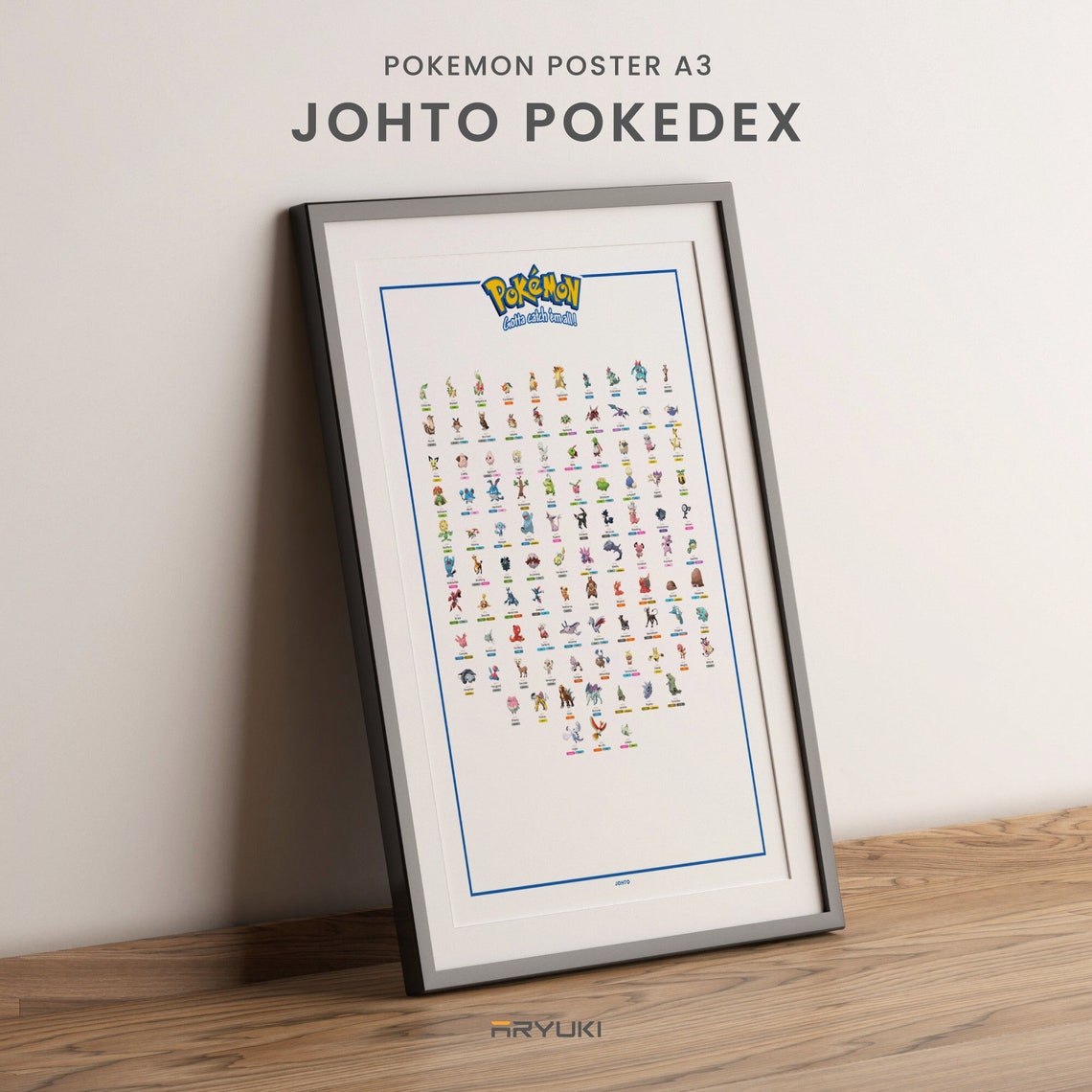 Pokémon Pokédex Johto Region PDF Poster A3 - Etsy