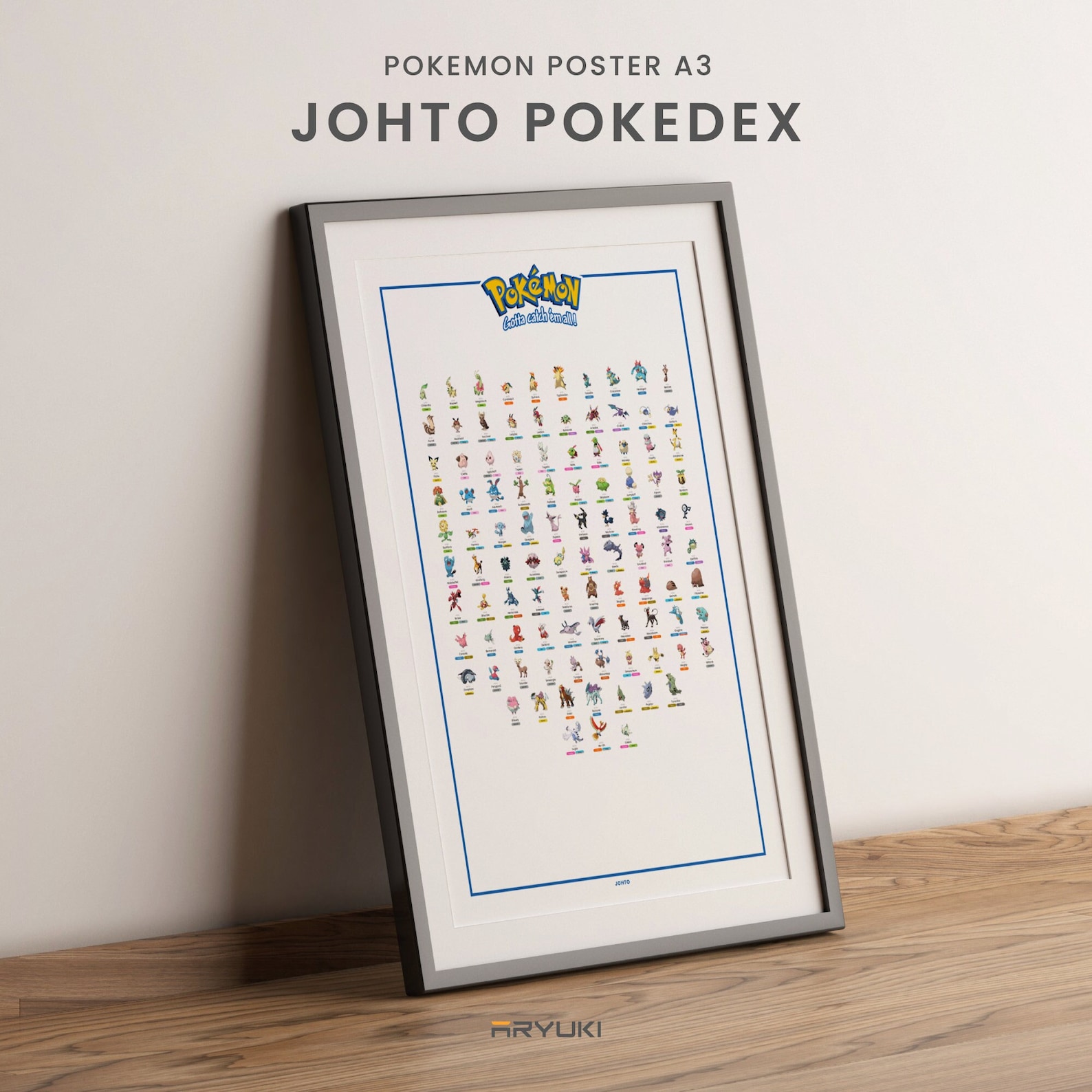 Pokémon Pokédex Johto Region PDF Poster A3 - Etsy