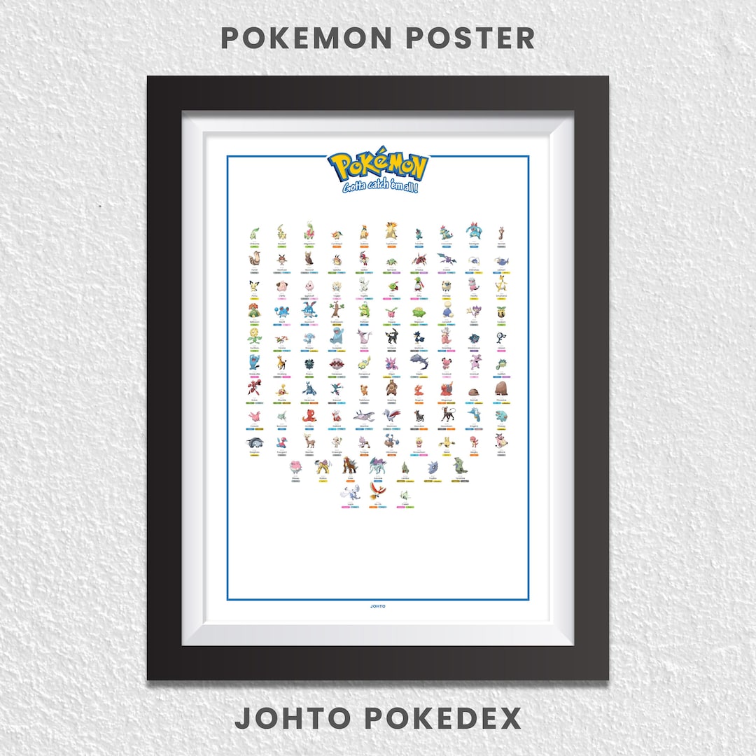 Pokémon Pokédex Johto Region PDF Poster A1,A2,A3,A4 & A5 - Etsy