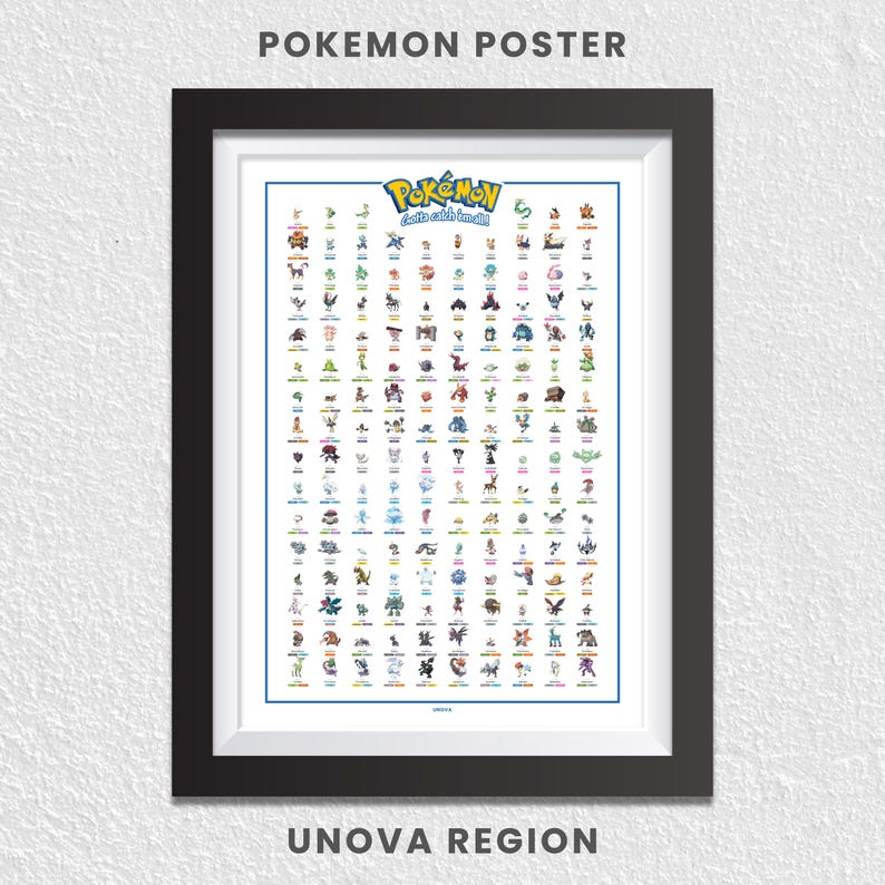Pokémon Pokédex Unova Region PDF Poster A1,A2,A3,A4 & A5 - Etsy