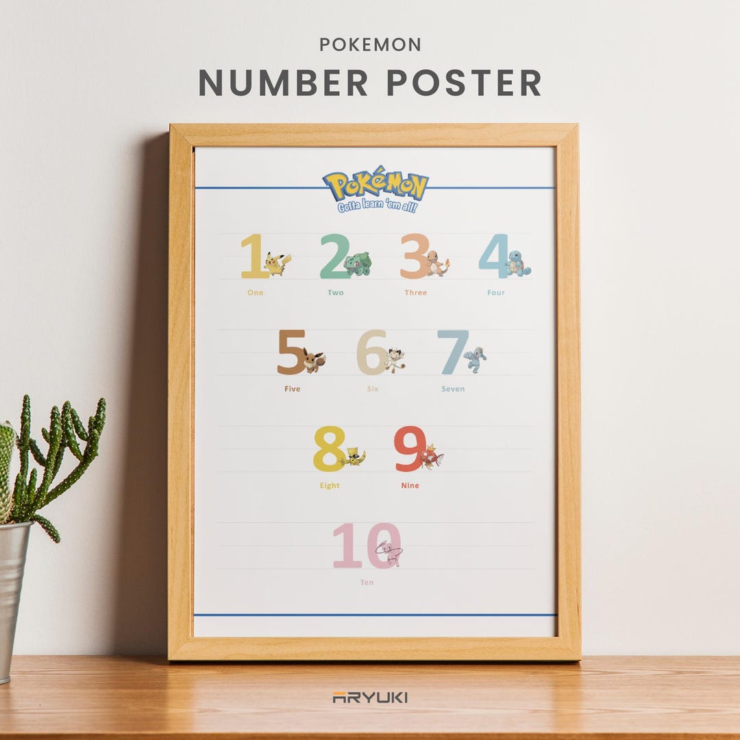 Pokemon Numbers A1,A2,A3,A4 & A5 PDF Poster - Etsy