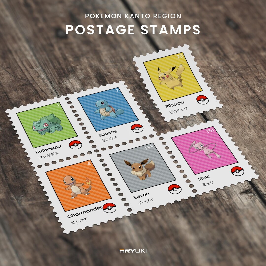 Pokemon Kanto Region Postage Stamps 28 X 40 Mm PDF Format - Etsy